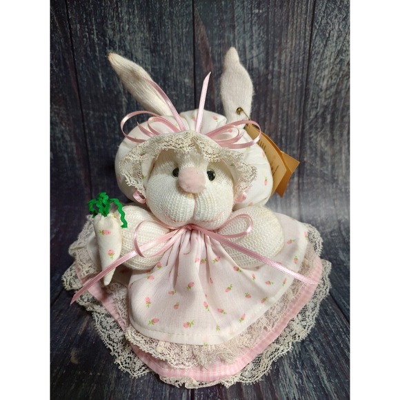 Toys | Vintage 1985 Wittle Wabbit Bunny Rabbit Doll Plush W Bonnet Pink ...